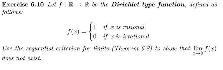 Solved Exercise 6.10 Let f:R→R be the Dirichlet-type | Chegg.com