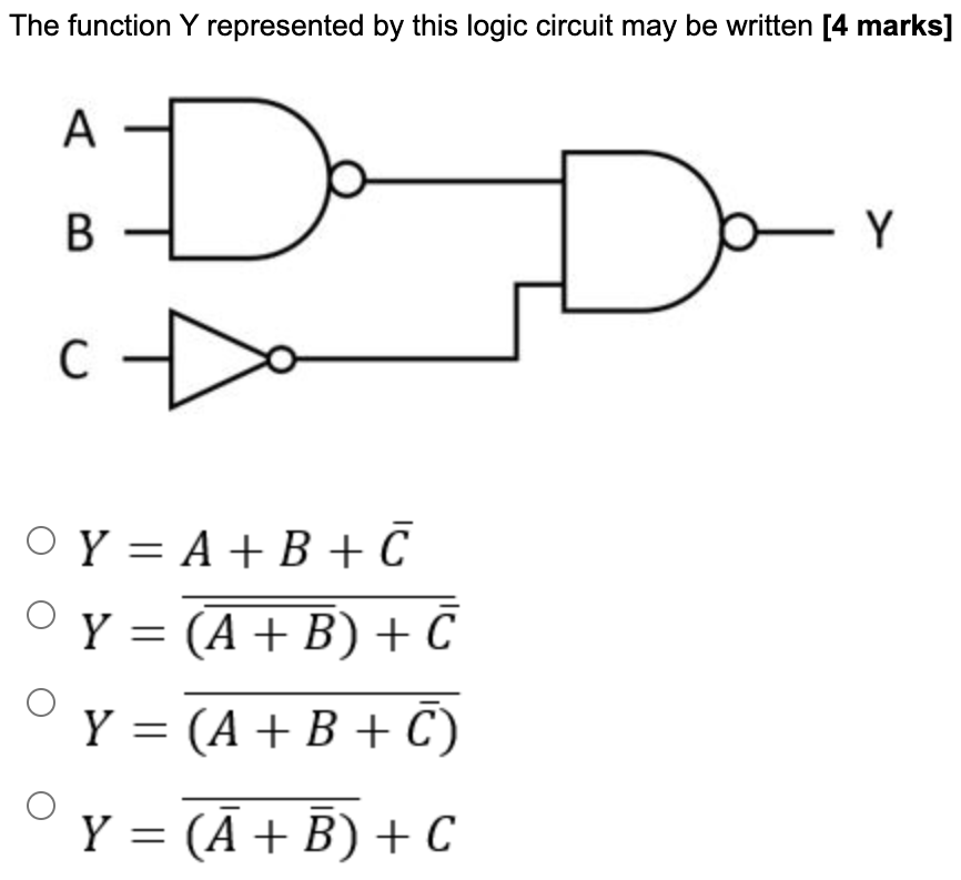 Solved The function Y represented by this logic circuit may | Chegg.com