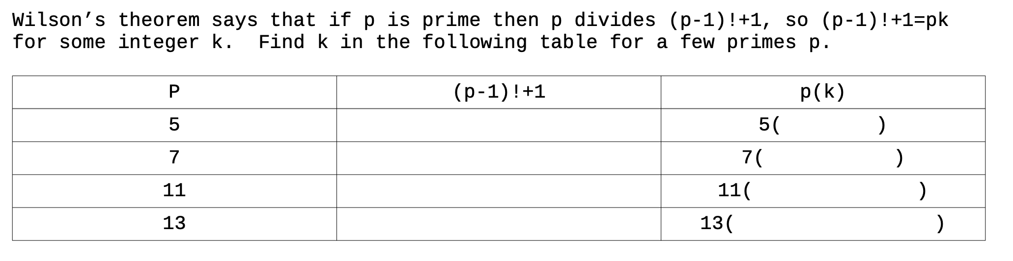 Solved Wilson's theorem says that if p is prime then p | Chegg.com