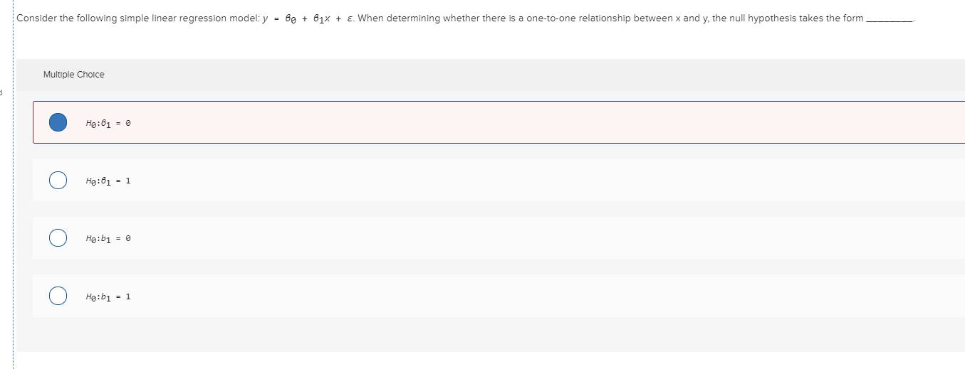 Solved Consider the following simple linear regression | Chegg.com