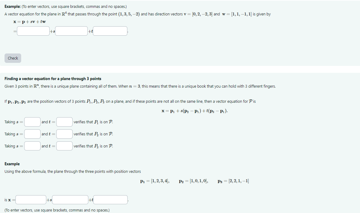 Solved Example: (To enter vectors, use square brackets, | Chegg.com