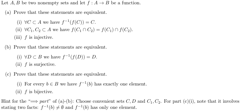 Solved Let A, B be two nonempty sets and let f: A B be a | Chegg.com