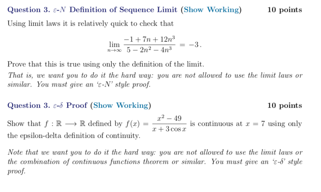 Solved Question 3. e-N Definition of Sequence Limit (Show | Chegg.com