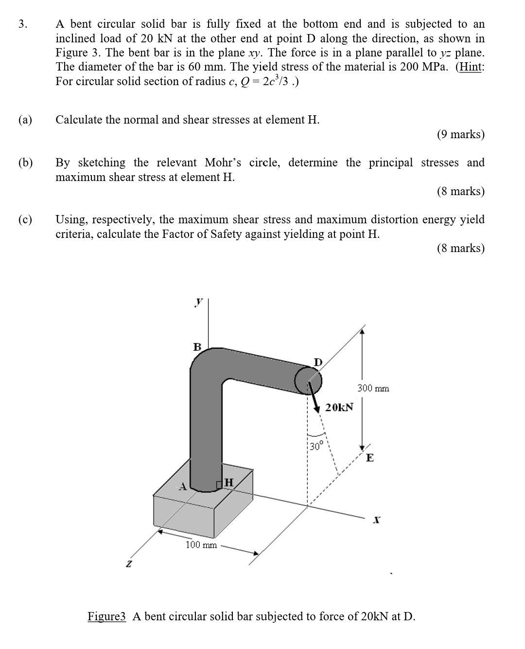 Solved 3. A bent circular solid bar is fully fixed at the | Chegg.com