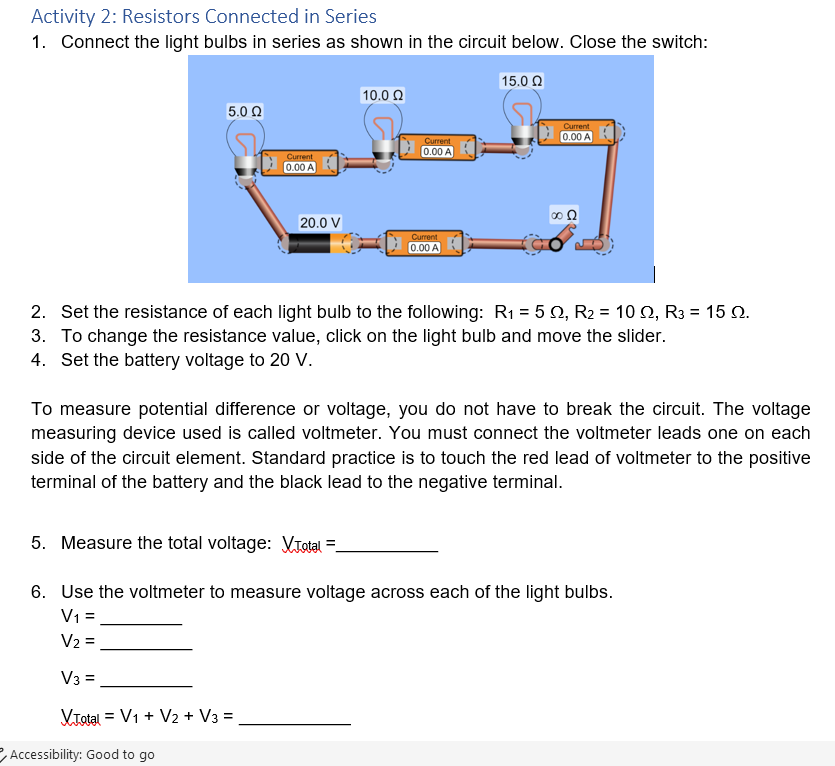 Solved Activity 2: Resistors Connected in SeriesConnect the | Chegg.com