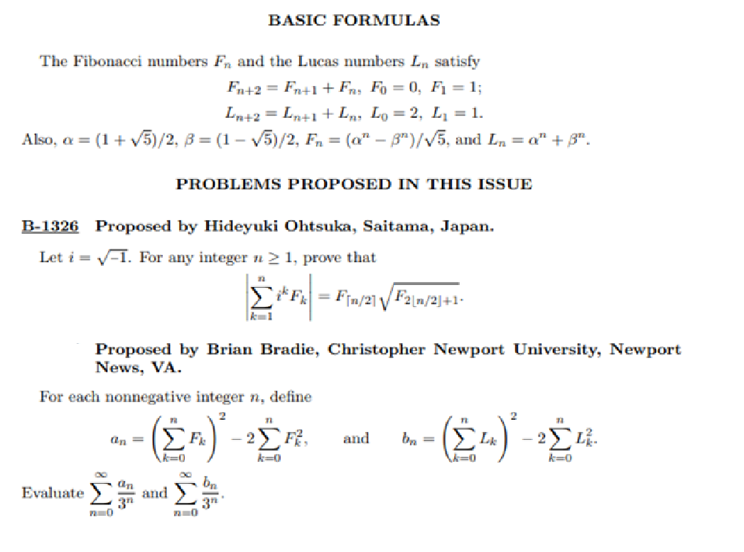 Solved The Fibonacci numbers Fn and the Lucas numbers Ln | Chegg.com