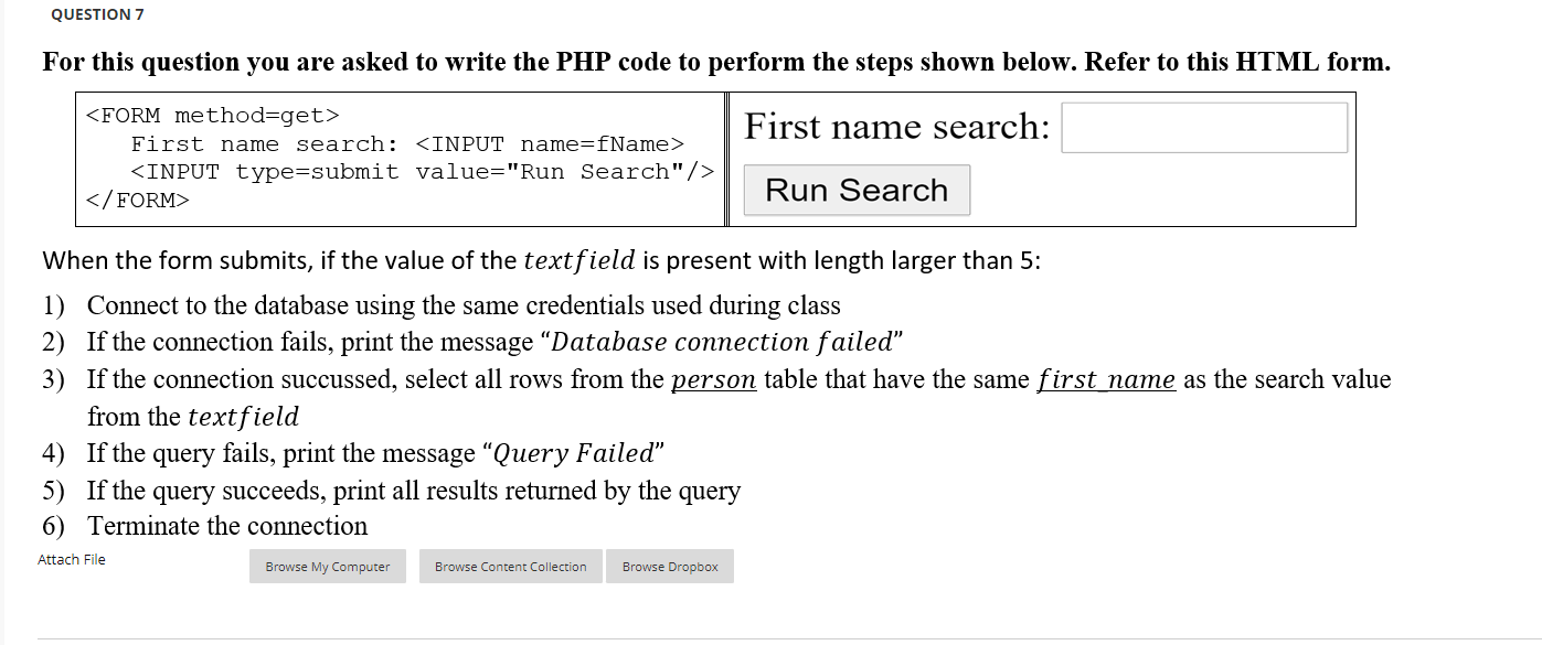 Solved QUESTION 7 For this question you are asked to write | Chegg.com