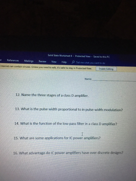Solved Solid State worksheet 6 . Protected View- Saved to | Chegg.com