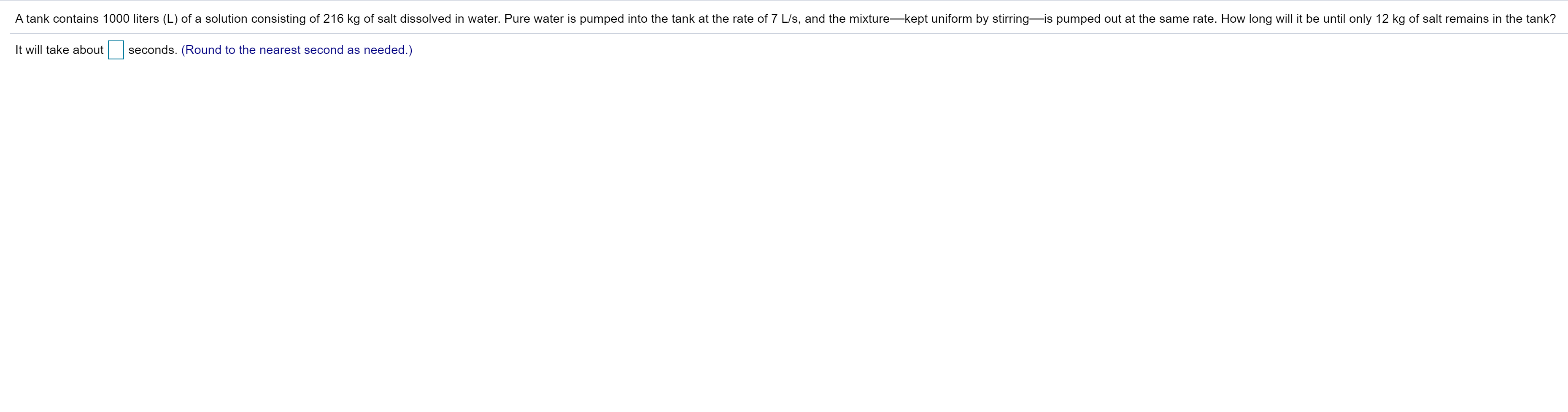 Solved A tank contains 1000 liters (L) of a solution | Chegg.com