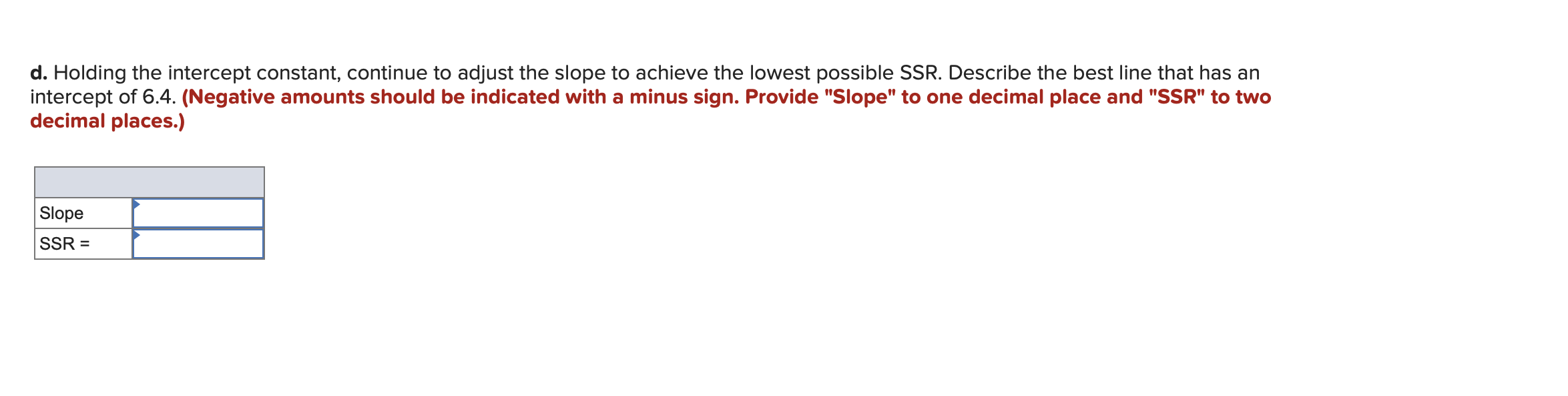 RegressionMinimize the Sum of Squared Residuals | Chegg.com