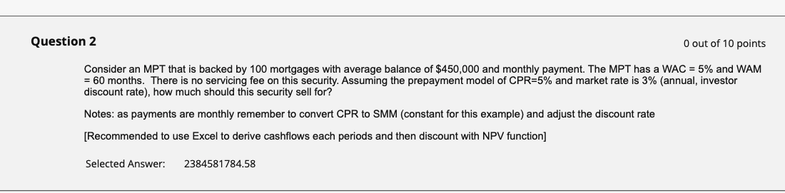Solved Question 2 O out of 10 points Consider an MPT that is | Chegg.com