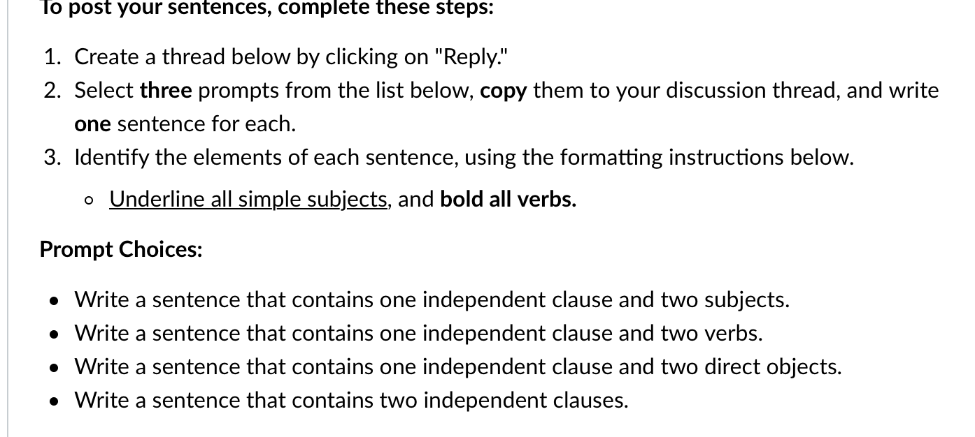 Solved To post your sentences, complete these steps: 1. | Chegg.com