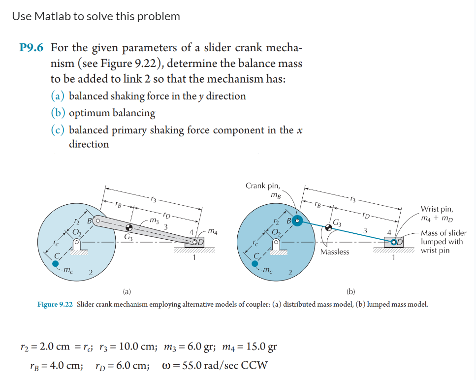 Solved P9.6 For the given parameters of a slider crank | Chegg.com