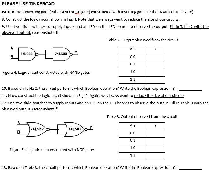 Solved PLEASE USE TINKERCAD PART B: Non-inverting gate | Chegg.com