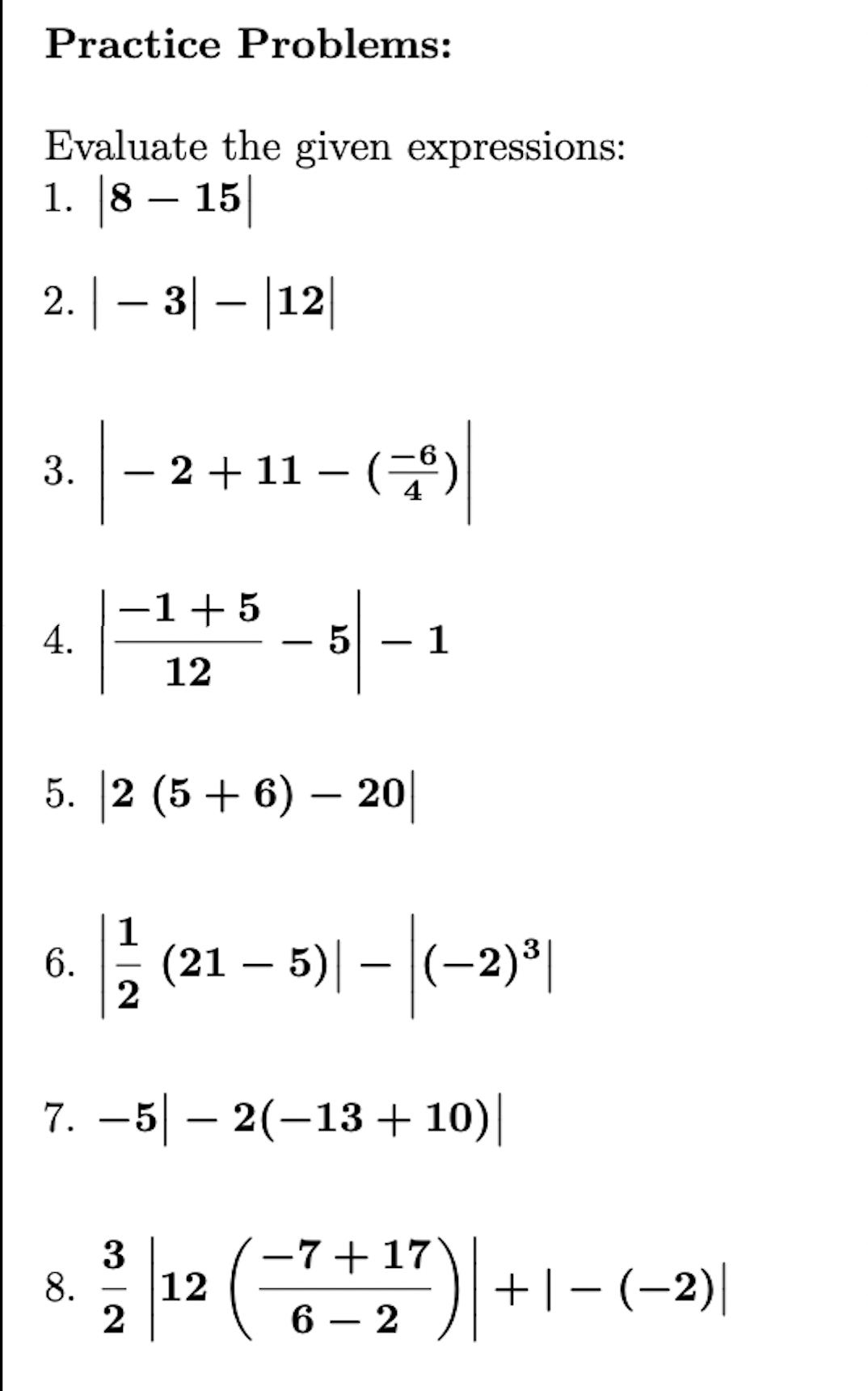 Solved Practice Problems:Evaluate the given | Chegg.com
