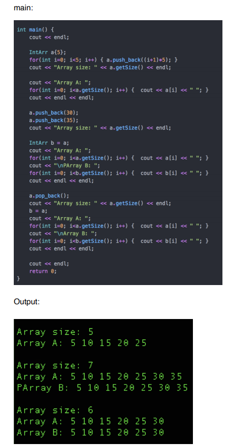 2. Implement a class IntArr using dynamic memory. a. | Chegg.com
