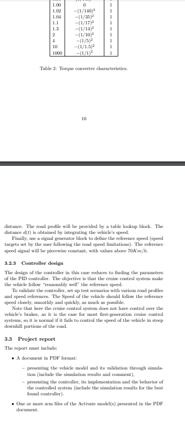 Cruise control: PID implementation Activate | Chegg.com