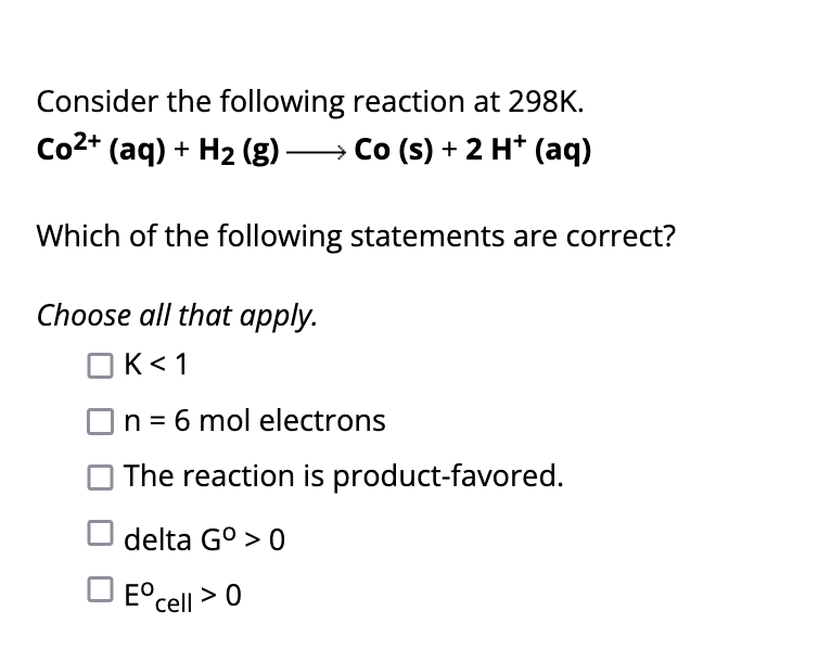 Solved Consider the following reaction at 298 K. | Chegg.com