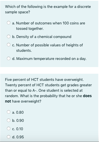 Solved Which of the following is the example for a discrete | Chegg.com