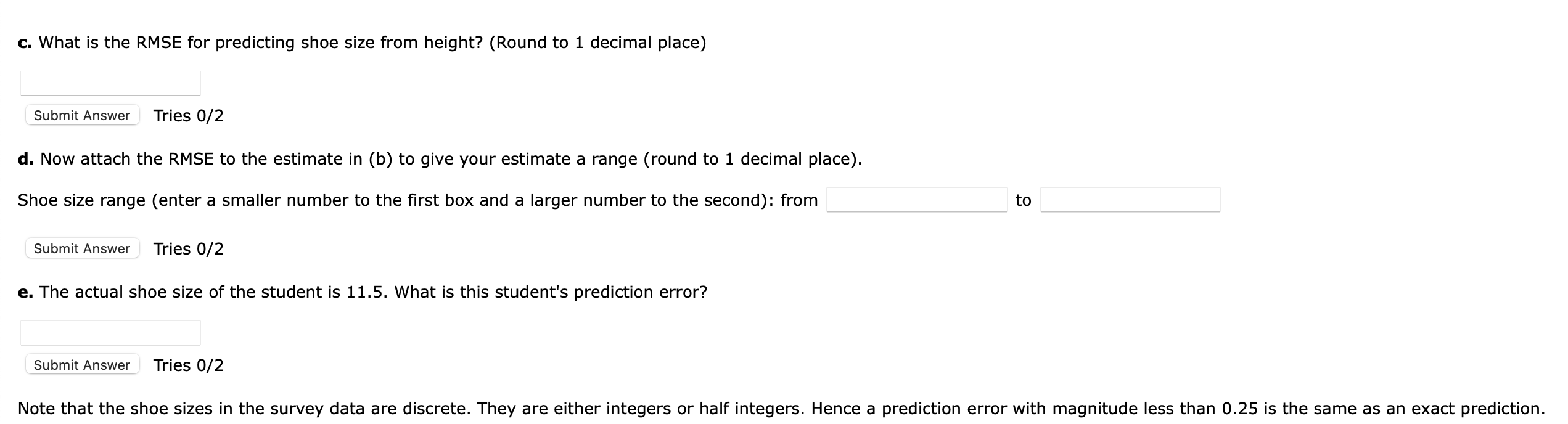 Solved The scatter plot below depicts the height and shoe | Chegg.com