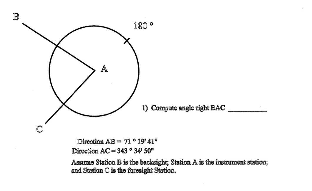 Solved upute angle right BAC Direction AB=71∘19′41s | Chegg.com