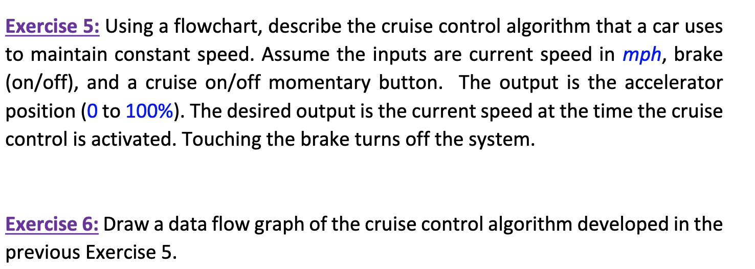 Exercise 5: Using a flowchart, describe the cruise | Chegg.com
