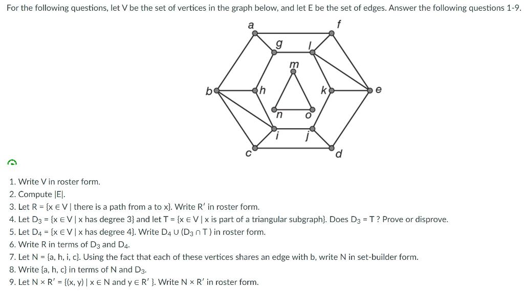 Solved For the following questions, let V be the set of | Chegg.com