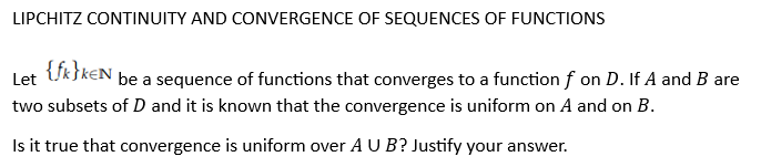 Solved LIPCHITZ CONTINUITY AND CONVERGENCE OF SEQUENCES OF | Chegg.com