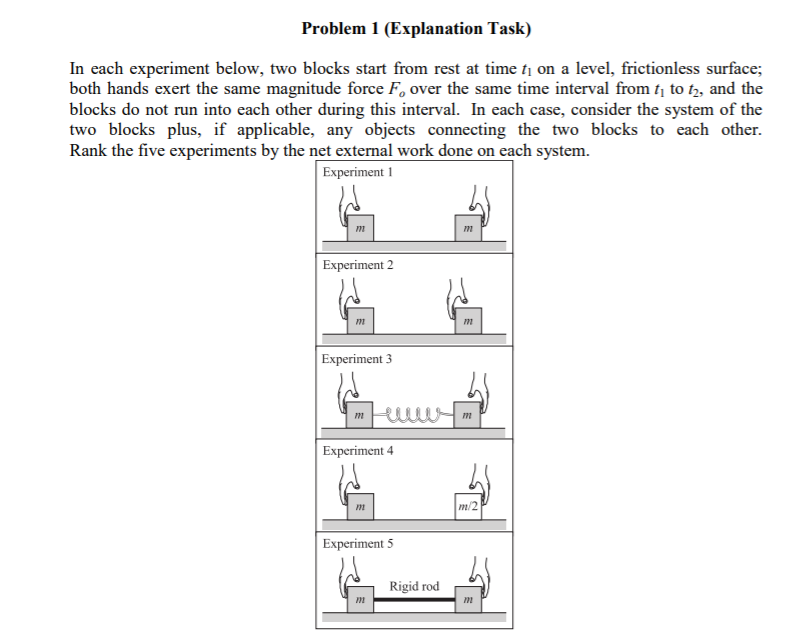 Solved Problem 1 (Explanation Task) In each experiment | Chegg.com