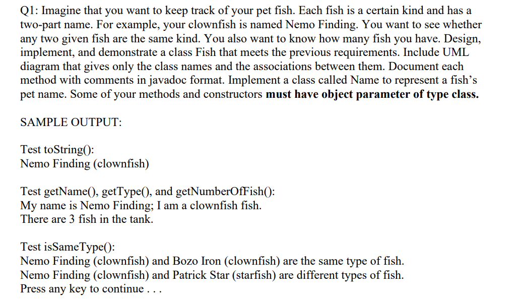 Solved Q1: Imagine that you want to keep track of your pet | Chegg.com