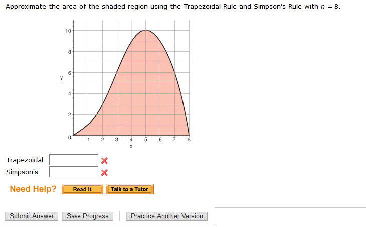 Solved Approximate the area of the shaded region using the | Chegg.com