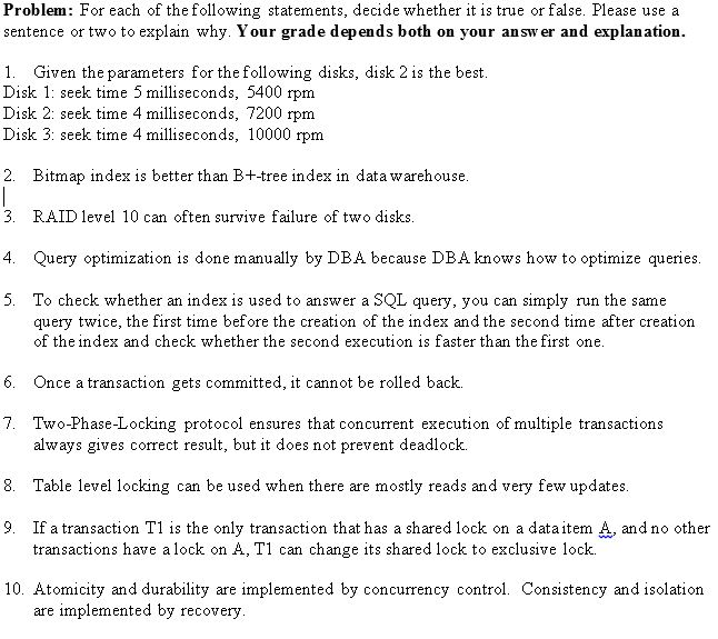 Solved Problem: For each of the following statements, decide | Chegg.com