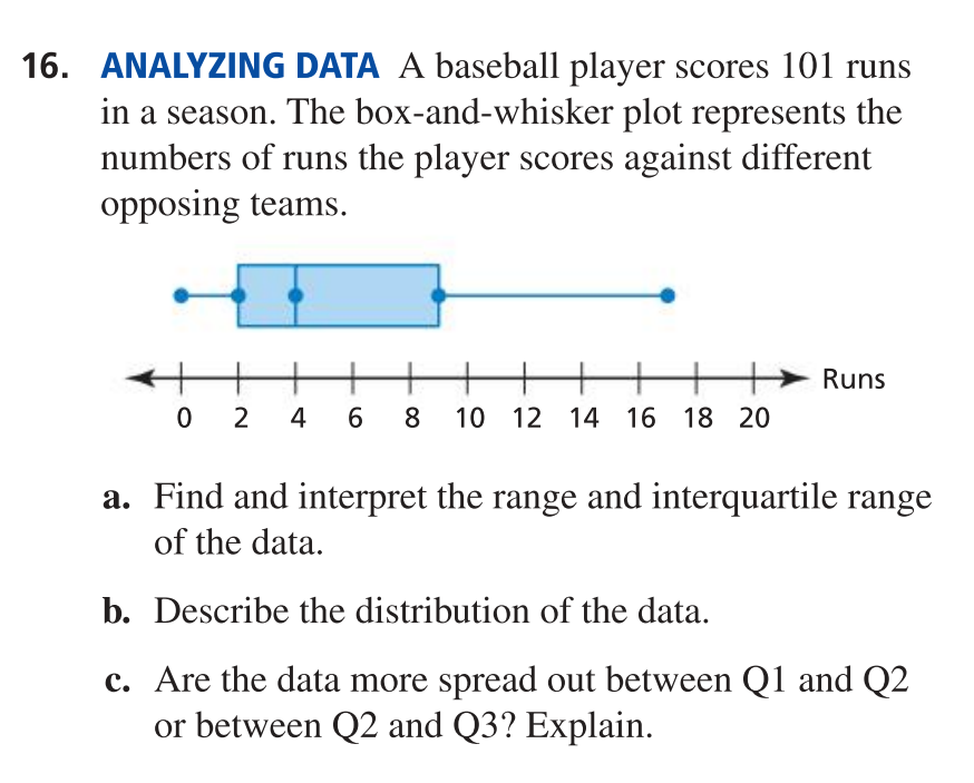 Solved 16. ANALYZING DATA A baseball player scores 101 runs | Chegg.com