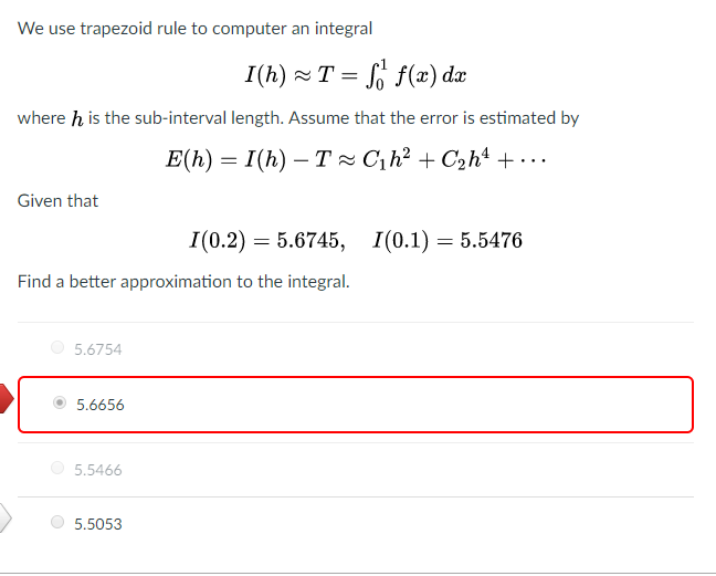 Solved We use trapezoid rule to computer an integral where h | Chegg.com