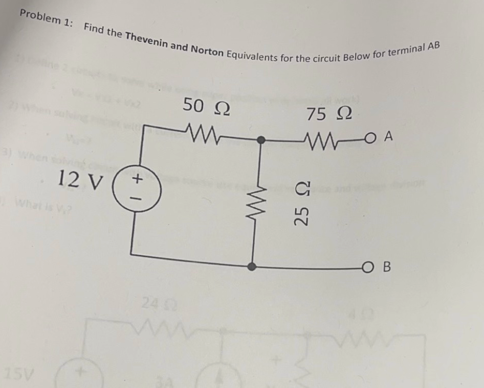 Solved Problem 1: Find the Thevenin and Norton Equivalents | Chegg.com