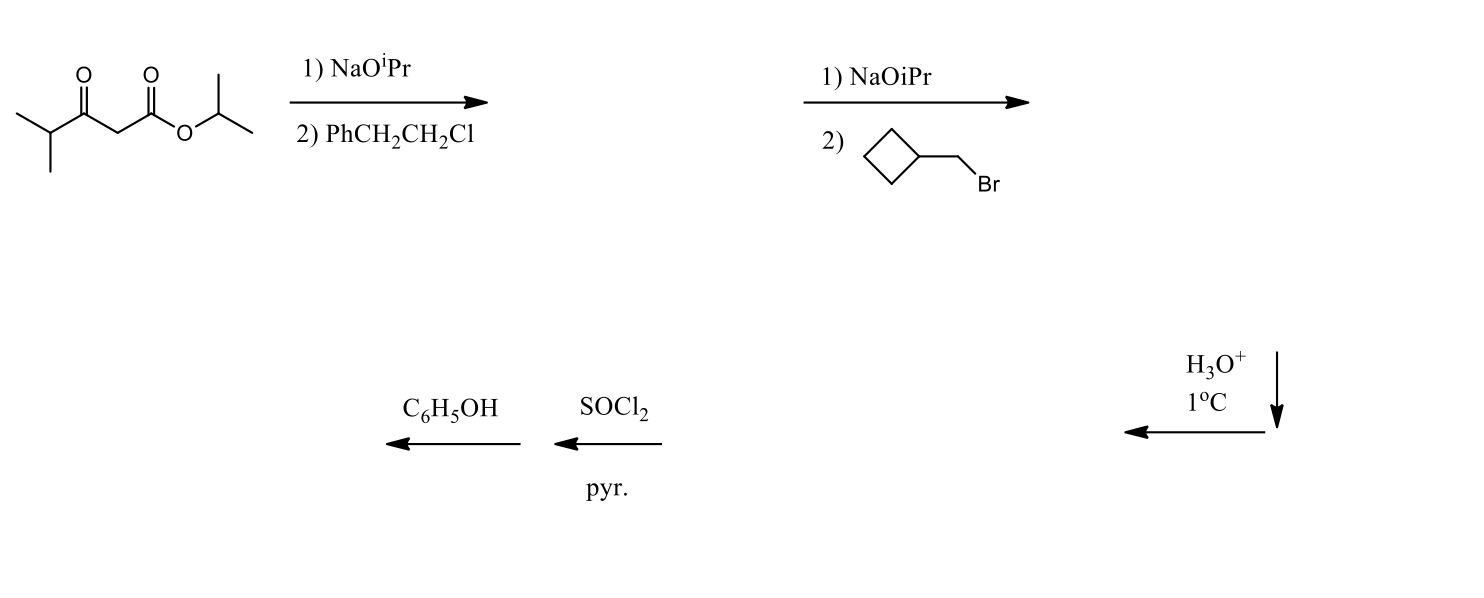 Solved 1) NaOiPr 1) NaOiPr reit 2) PhCH2CH2C1 2) Br H30+ 1°C | Chegg.com