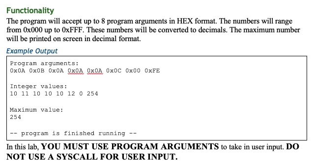 Solved Functionality The program will accept up to 8 program | Chegg.com