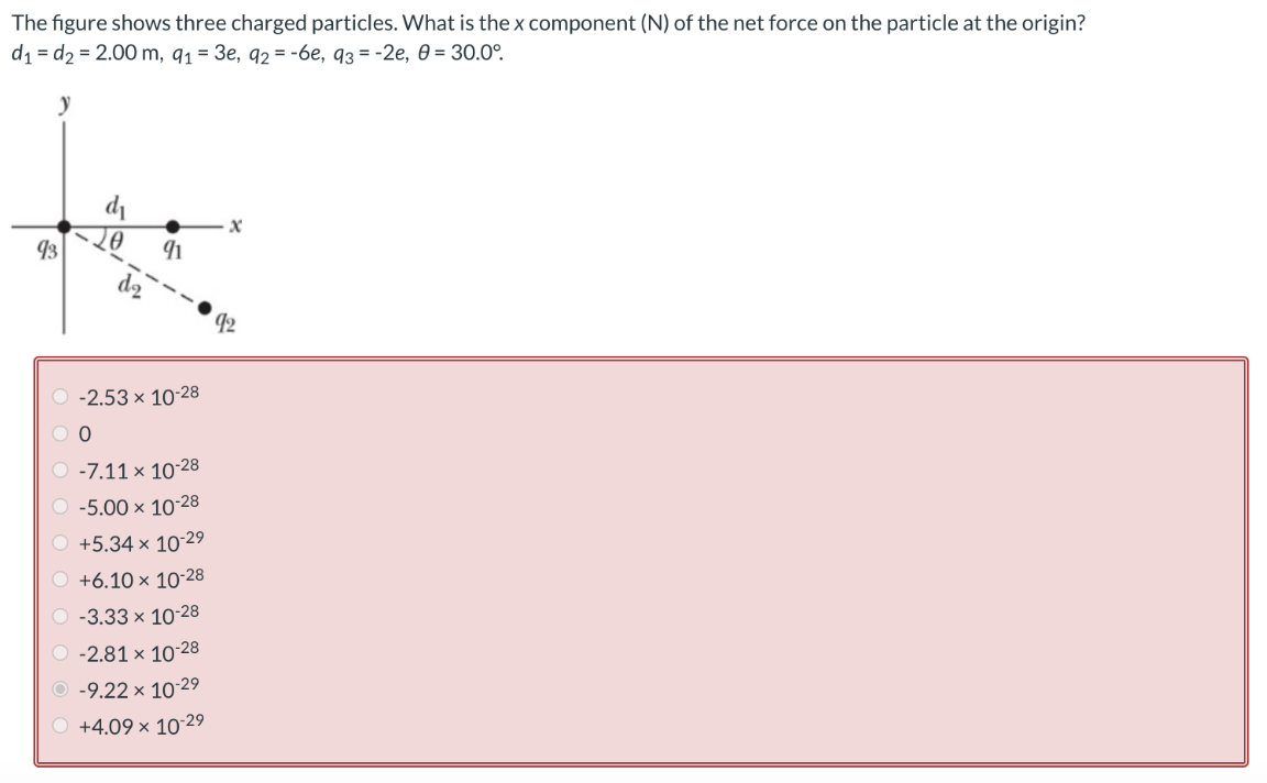 Solved The figure shows three charged particles. What is the | Chegg.com