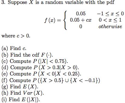 Solved 3. Suppose X is a random variable with the pdf 0.05 | Chegg.com