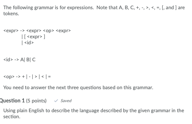 Solved The following grammar is for expressions. Note that | Chegg.com