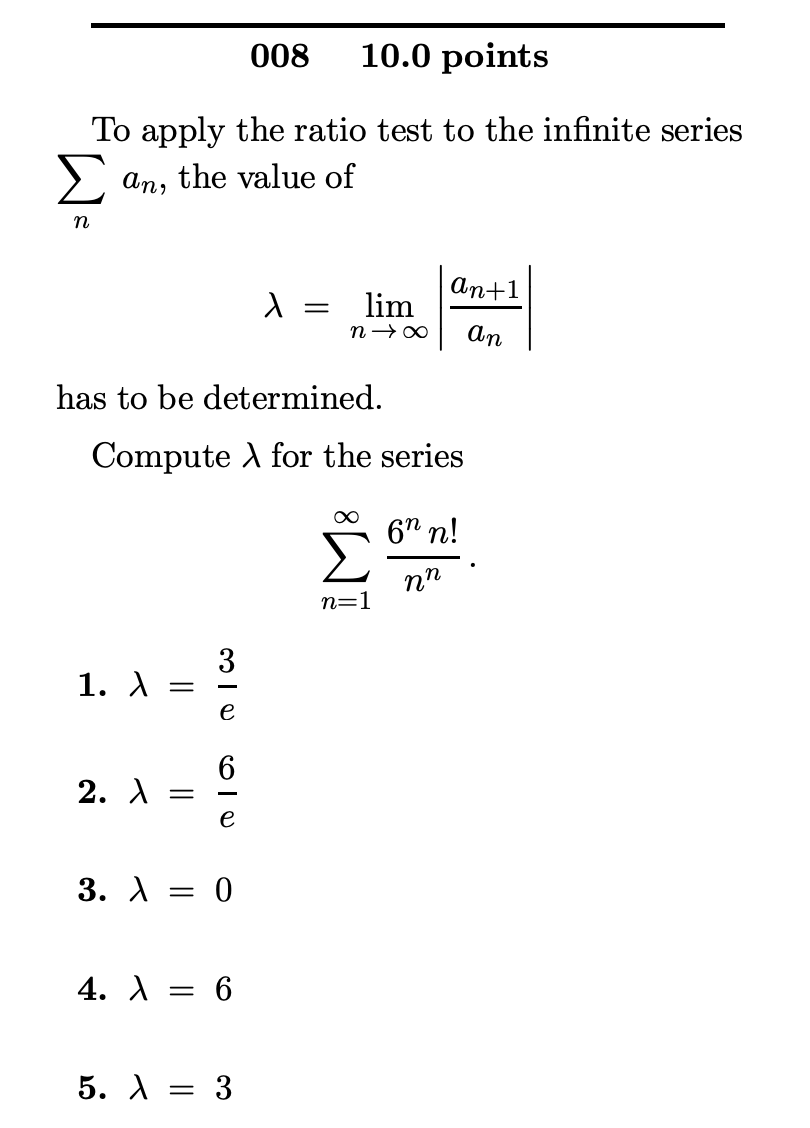 Solved To apply the ratio test to the infinite series ∑nan, | Chegg.com