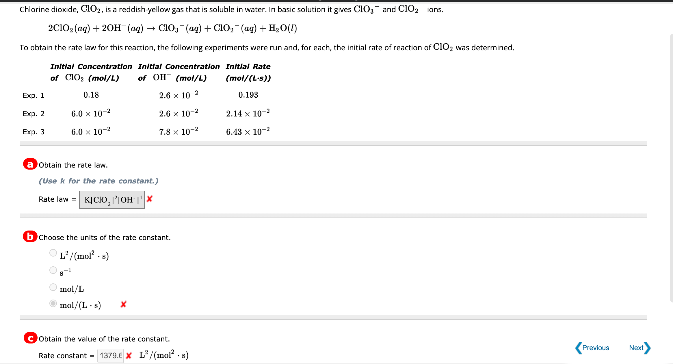 Solved Chlorine dioxide, ClO2, ﻿is a reddish-yellow gas that | Chegg.com