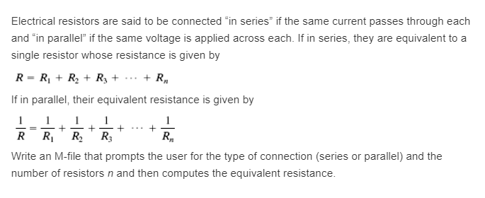 Solved Electrical resistors are said to be connected “in | Chegg.com