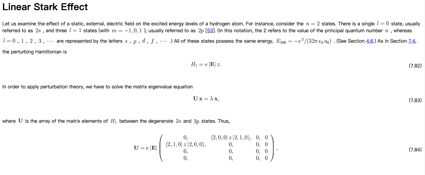 Solved Linear Stark Effect Let us examine the effect of a | Chegg.com