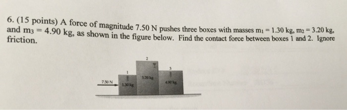 Solved 6. (15 points) A force of magnitude 7.50 N pushes | Chegg.com