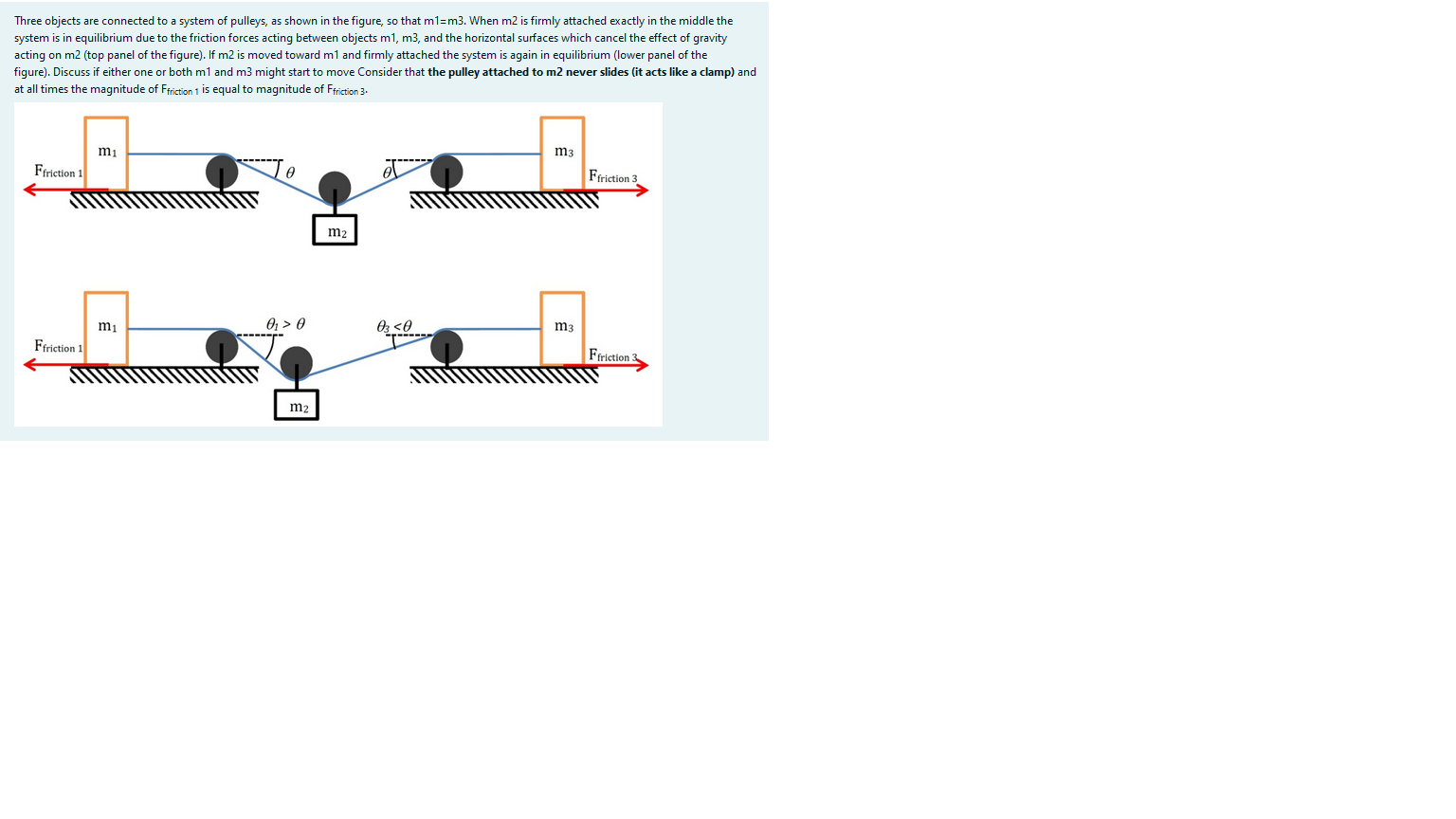Solved Three objects are connected to a system of pulleys, | Chegg.com
