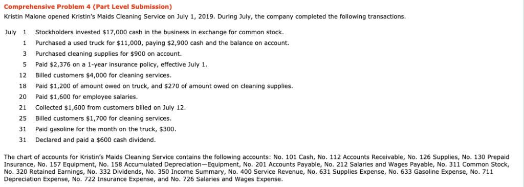 Solved Comprehensive Problem 4 (Part Level Submission) | Chegg.com