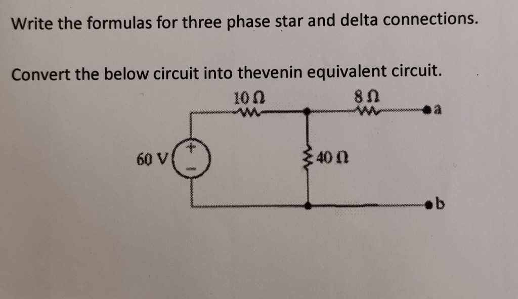 Solved Write the formulas for three phase star and delta | Chegg.com