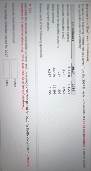 Solved Exercise 8-14 (Part Level Submission) Suppose the | Chegg.com