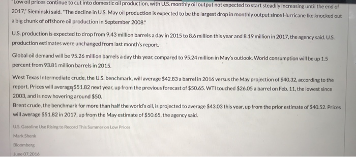 Solved by Mark Shenk U.S. Gasoline Use Rising to Record This | Chegg.com
